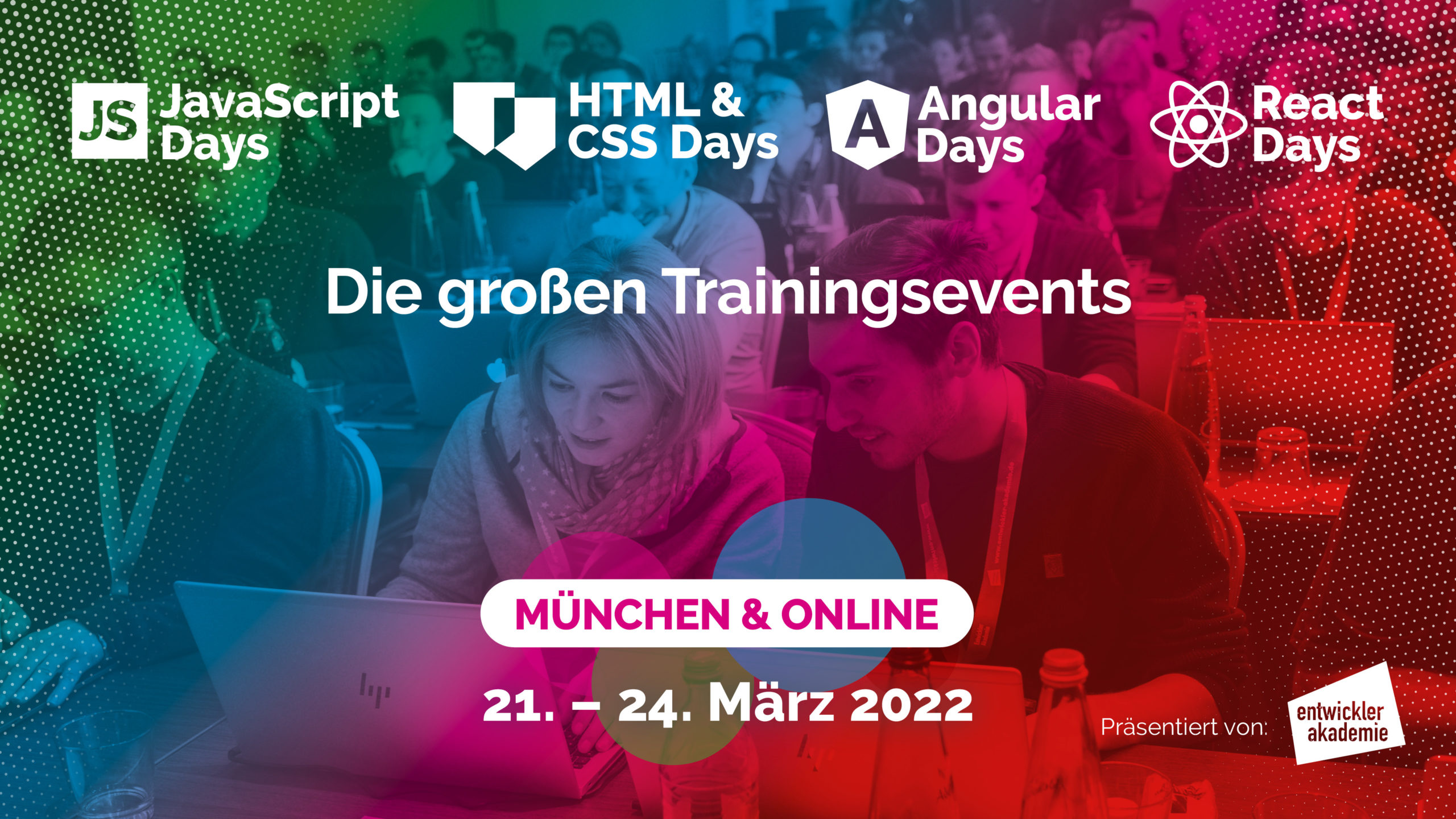 Programm der JavaScript, Angular, React, HTML & CSS Days