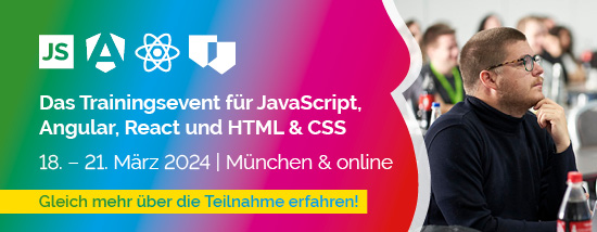 Programm der JavaScript, Angular, React, HTML & CSS Days